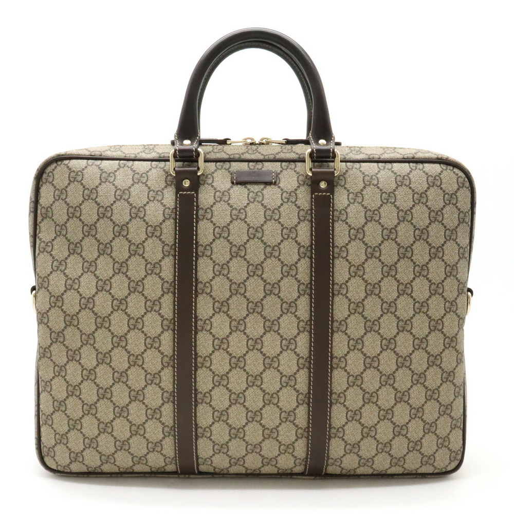 Gucci Gg Supreme Briefcase Leather Beige Brown - Gem